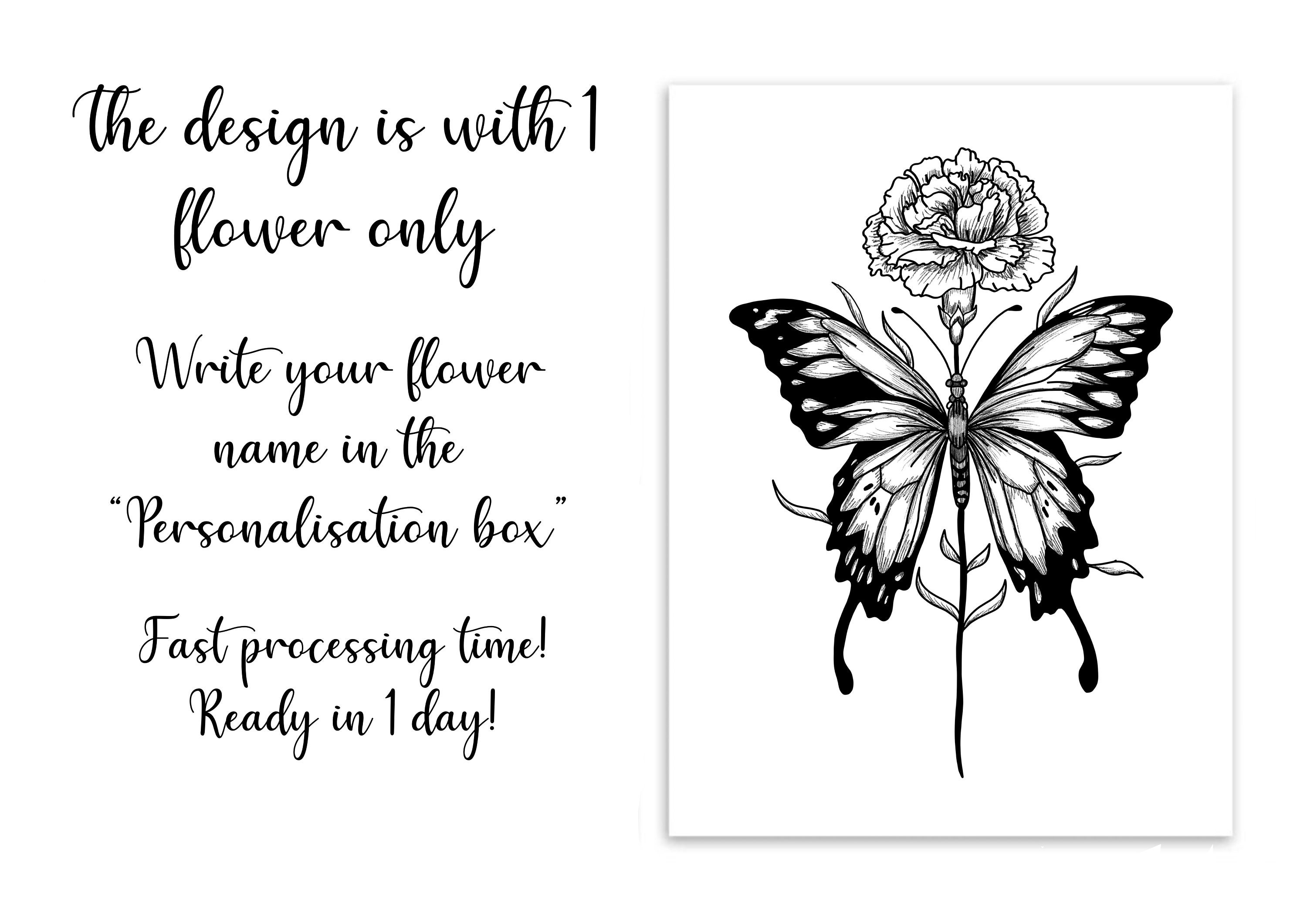 Birth Month Flower Tattoo | Birth Flower Butterfly Tattoo Design ...