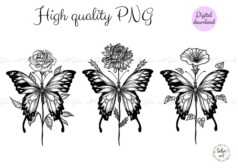 Birth Month Flower Tattoo | Birth Flower Butterfly Tattoo Design ...