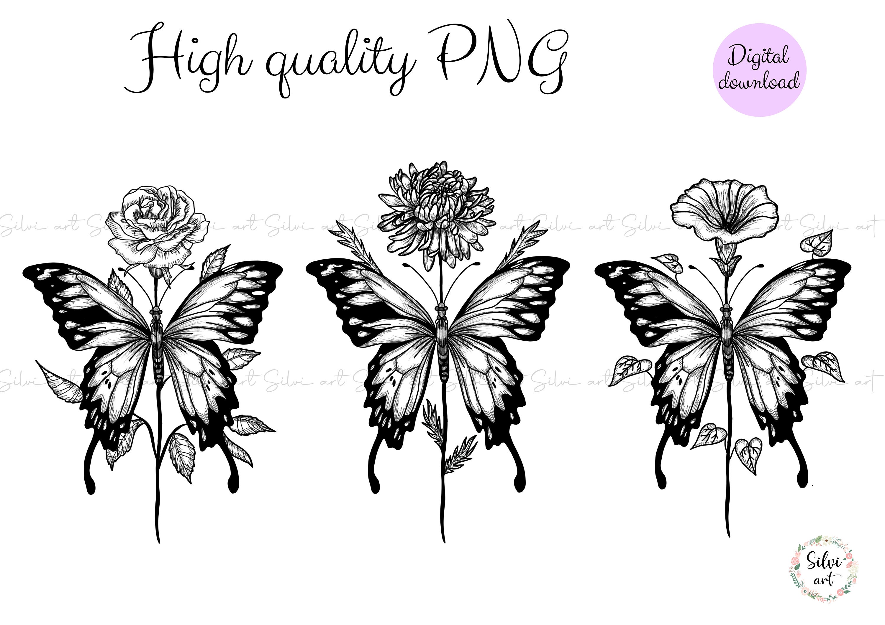 Birth Month Flower Tattoo | Birth Flower Butterfly Tattoo Design ...