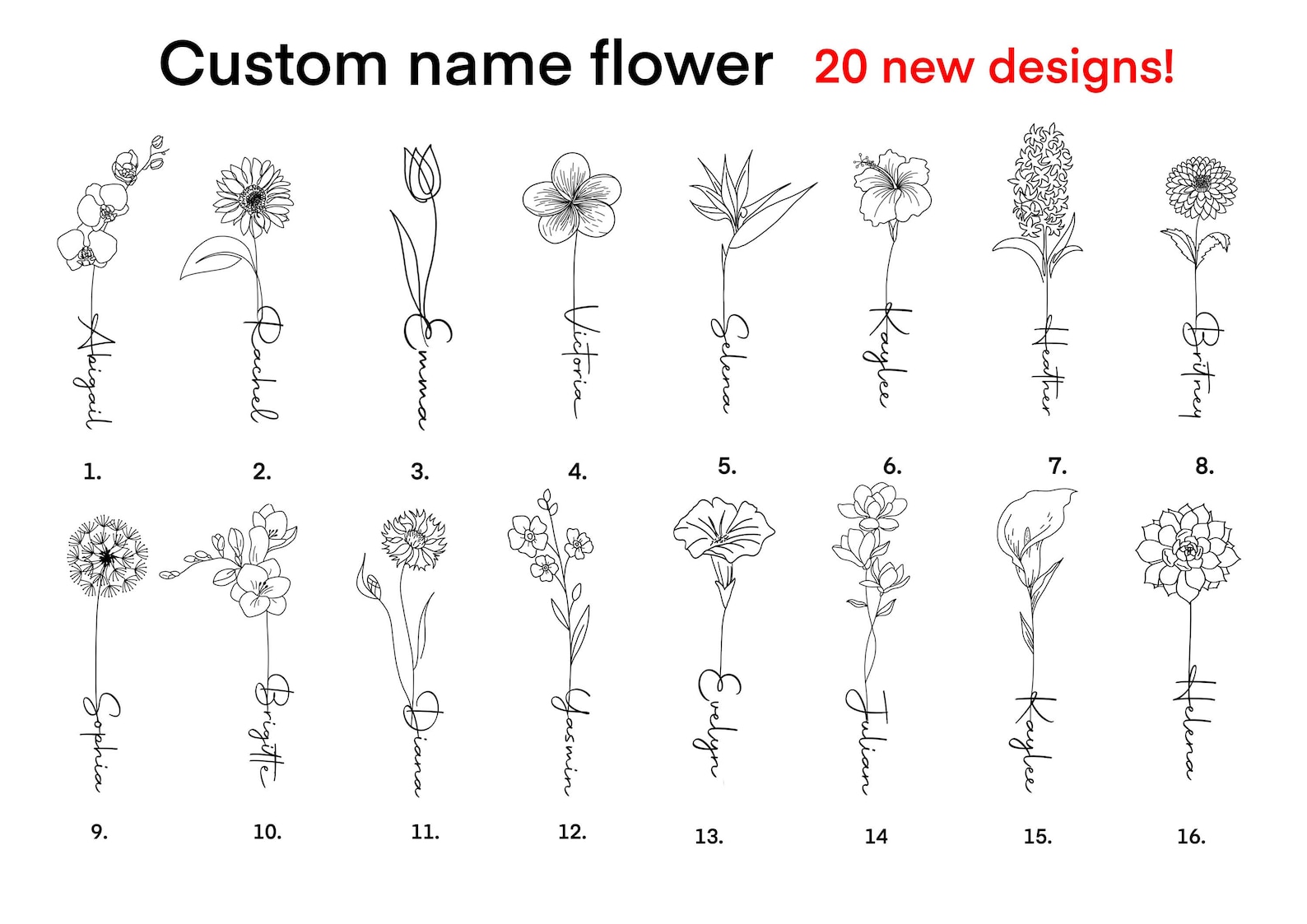 Custom Name Flower Part 2 | Birth Flower Gift | Tattoo Comission SVG ...