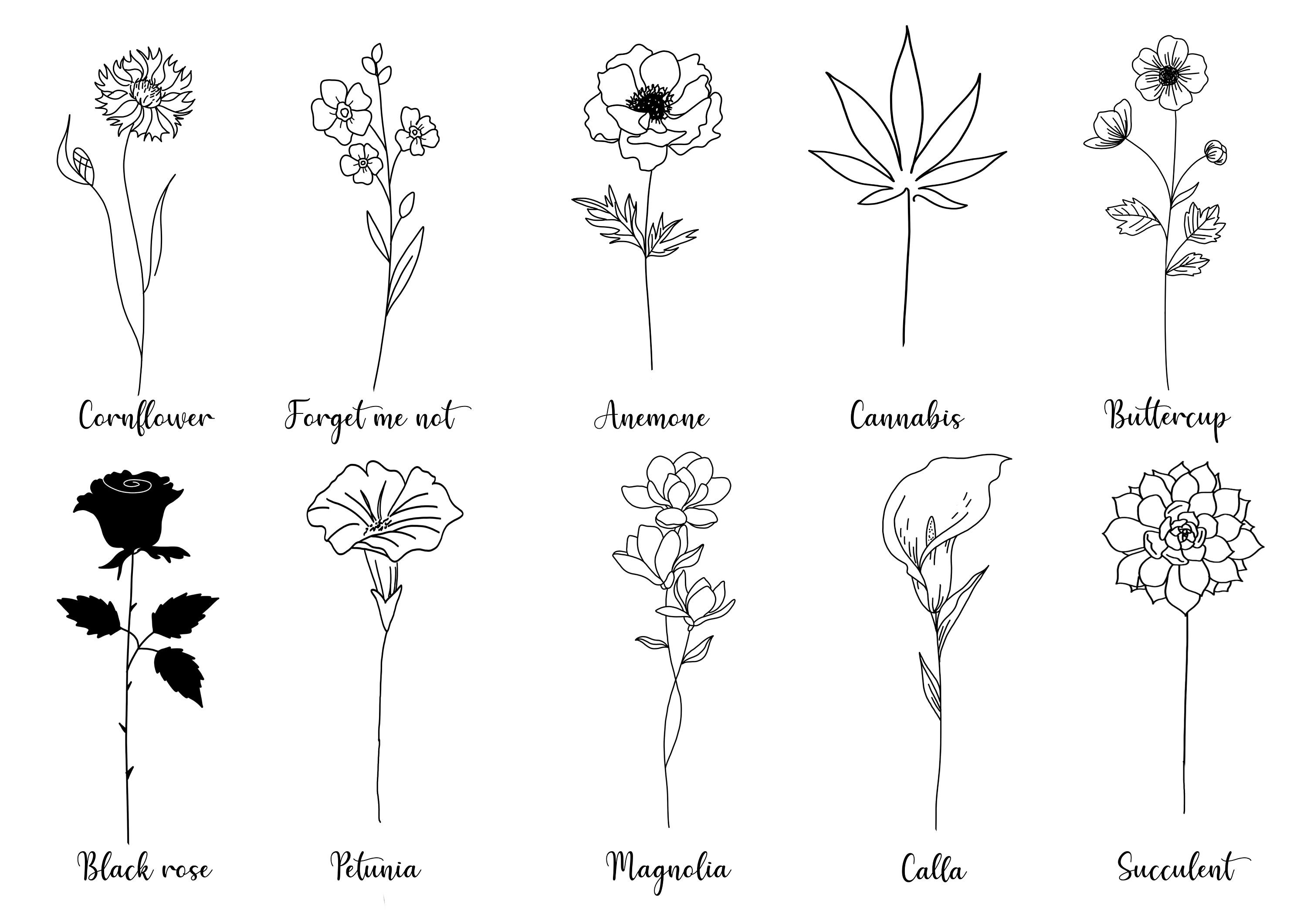 Custom Name Flower Part 2 | Birth Flower Gift | Tattoo Comission SVG ...