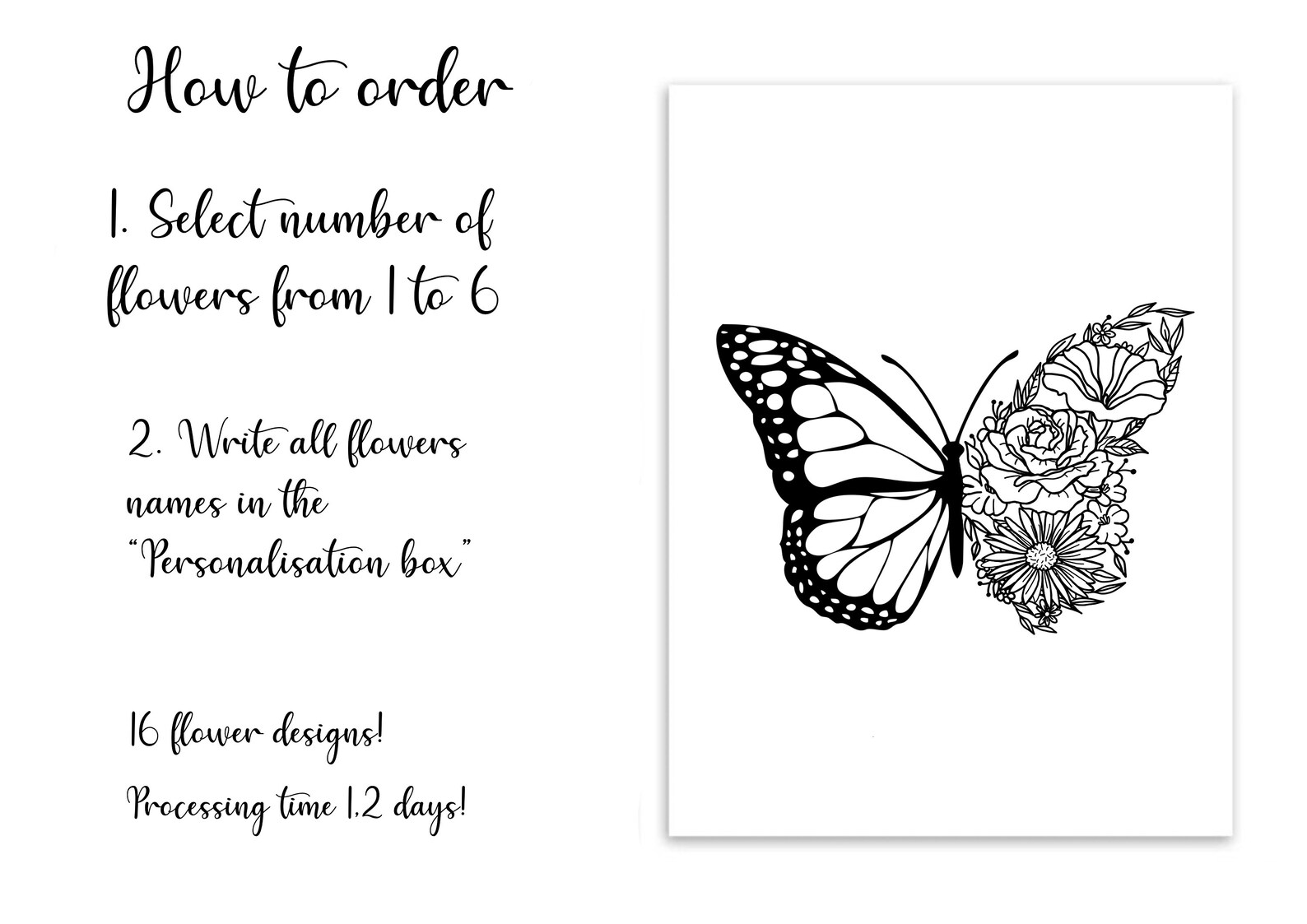 Custom Birth Flower Butterfly Tattoo Design | Butterfly Bouquet PNG ...