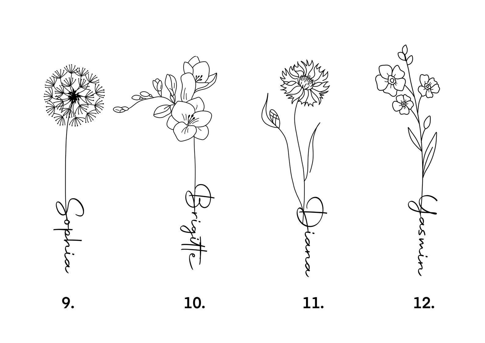 Custom Name Flower Part 2 | Birth Flower Gift | Tattoo Comission SVG ...