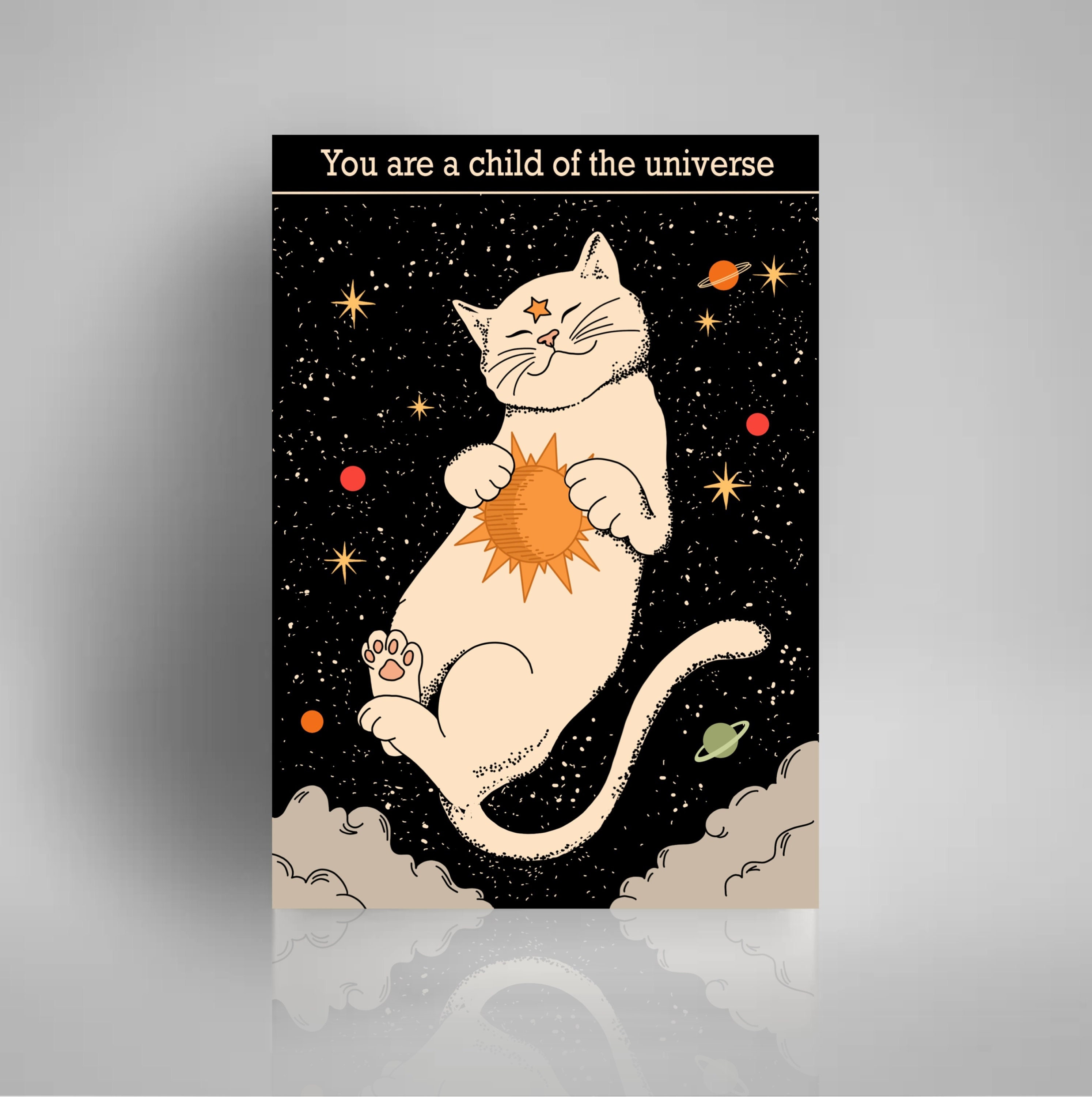 Cosmos Universe Cat Astronomy Poster | Digital Downloadable PNG ...
