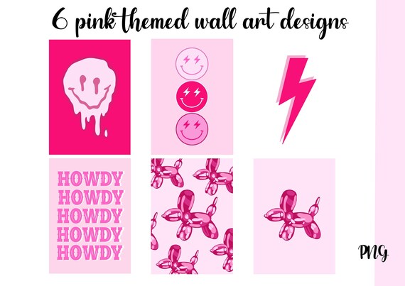 Set of 6 Pink Modern Wall Art Designs Instant Download PNG - Etsy