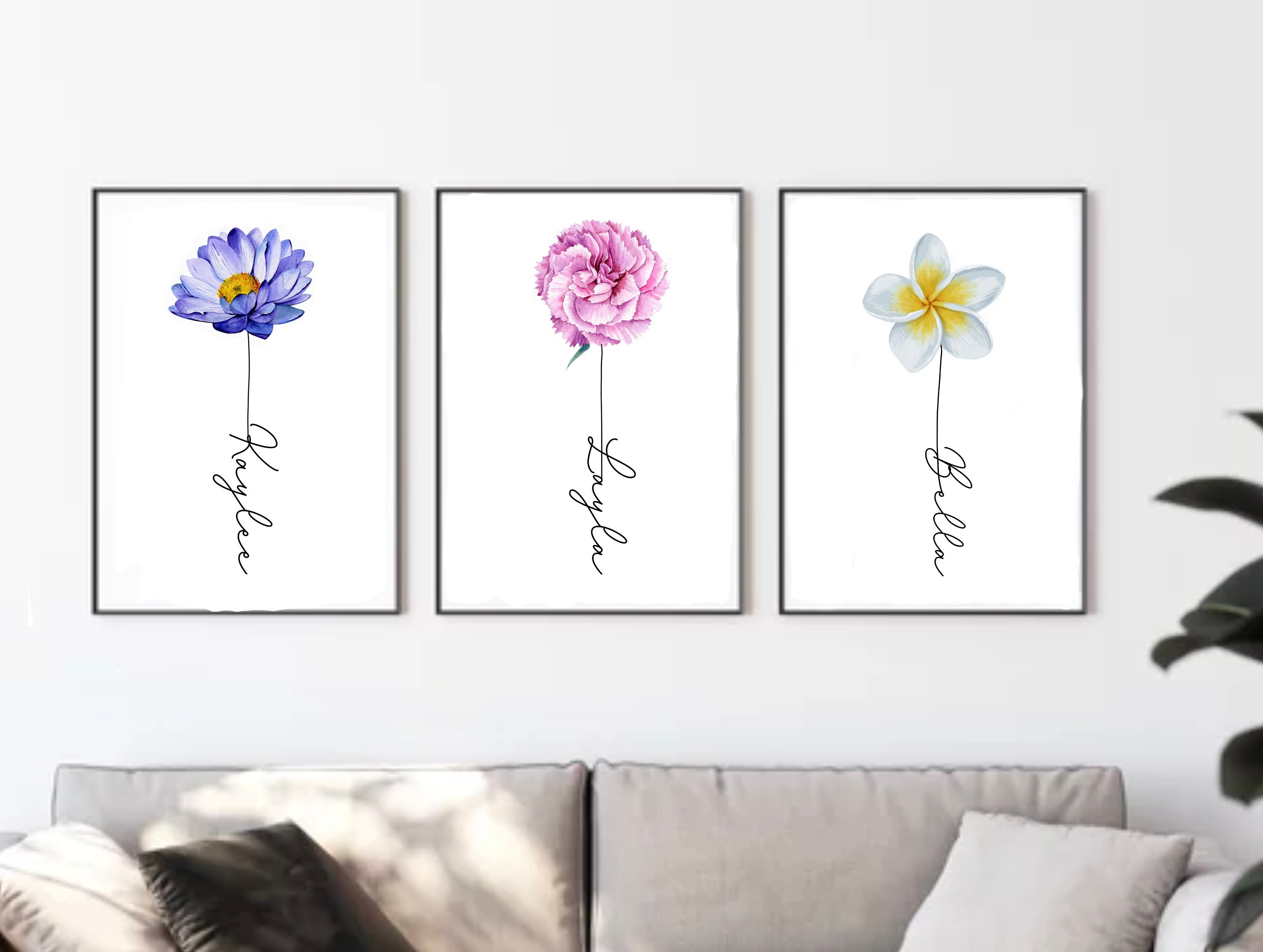 Custom Name Tropical Flowers Realistic Flower Designs - Etsy