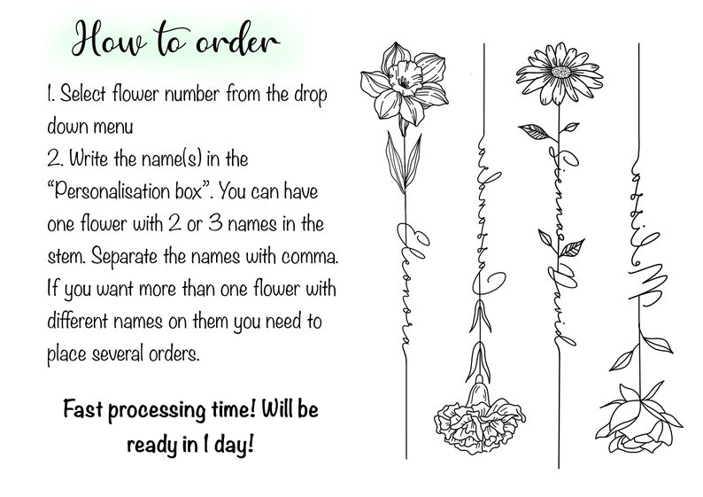 Custom Name Long Sleeve Birth Flower Tattoo | Floral Name Tattoo ...