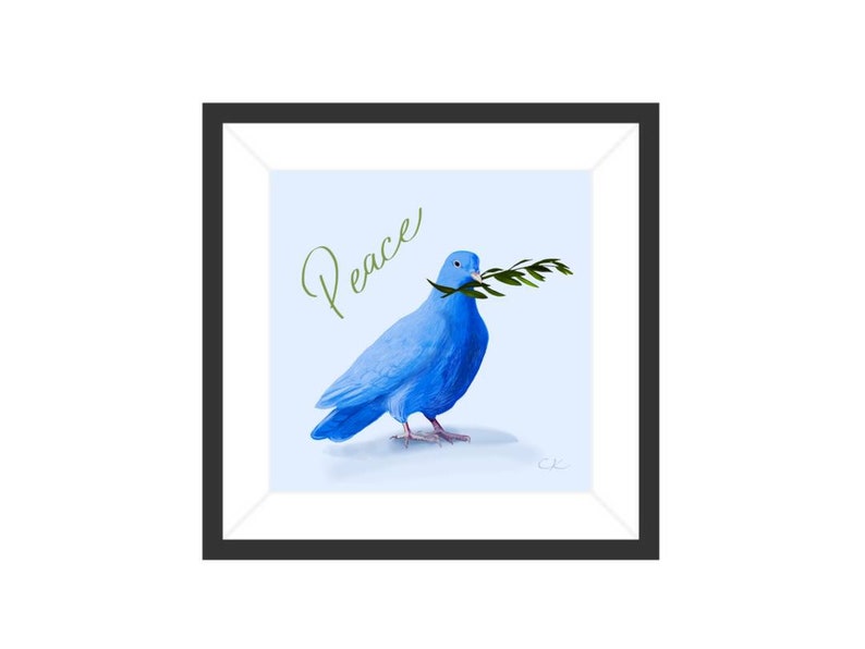Peace Poster With Blue Pigeon/ Digital Printable - Etsy