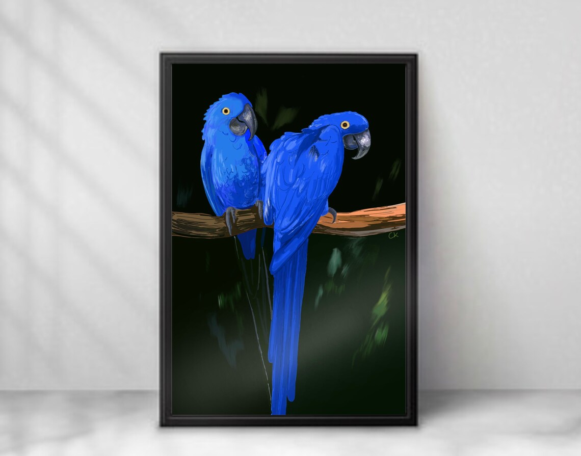 Beautiful Blue Parrots Digital Drawing/ Digital Art/ Digital - Etsy
