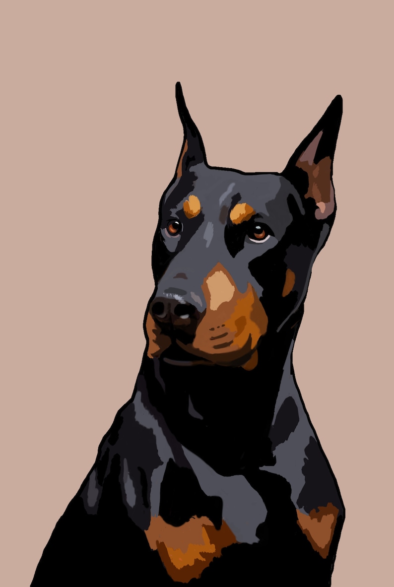 Custom Pet Portrait | Flat Background Instant Download | Memorial Gift ...