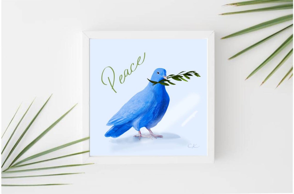 Peace Poster With Blue Pigeon/ Digital Printable - Etsy