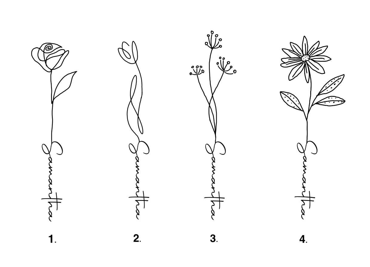 Custom Name Flower | Birth Flower Gift | Tattoo Comission SVG | Floral ...
