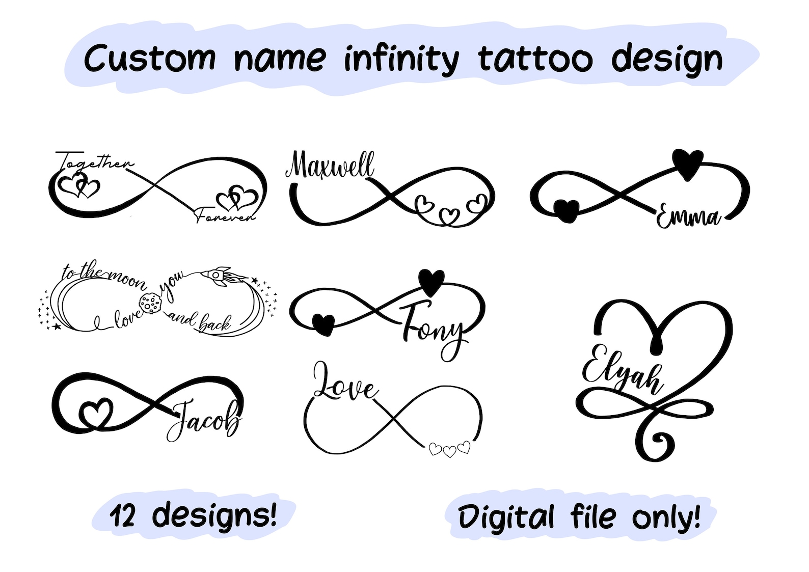 Custom Infinity Symbol Tattoo Design | Digital File PNG | Personalised ...