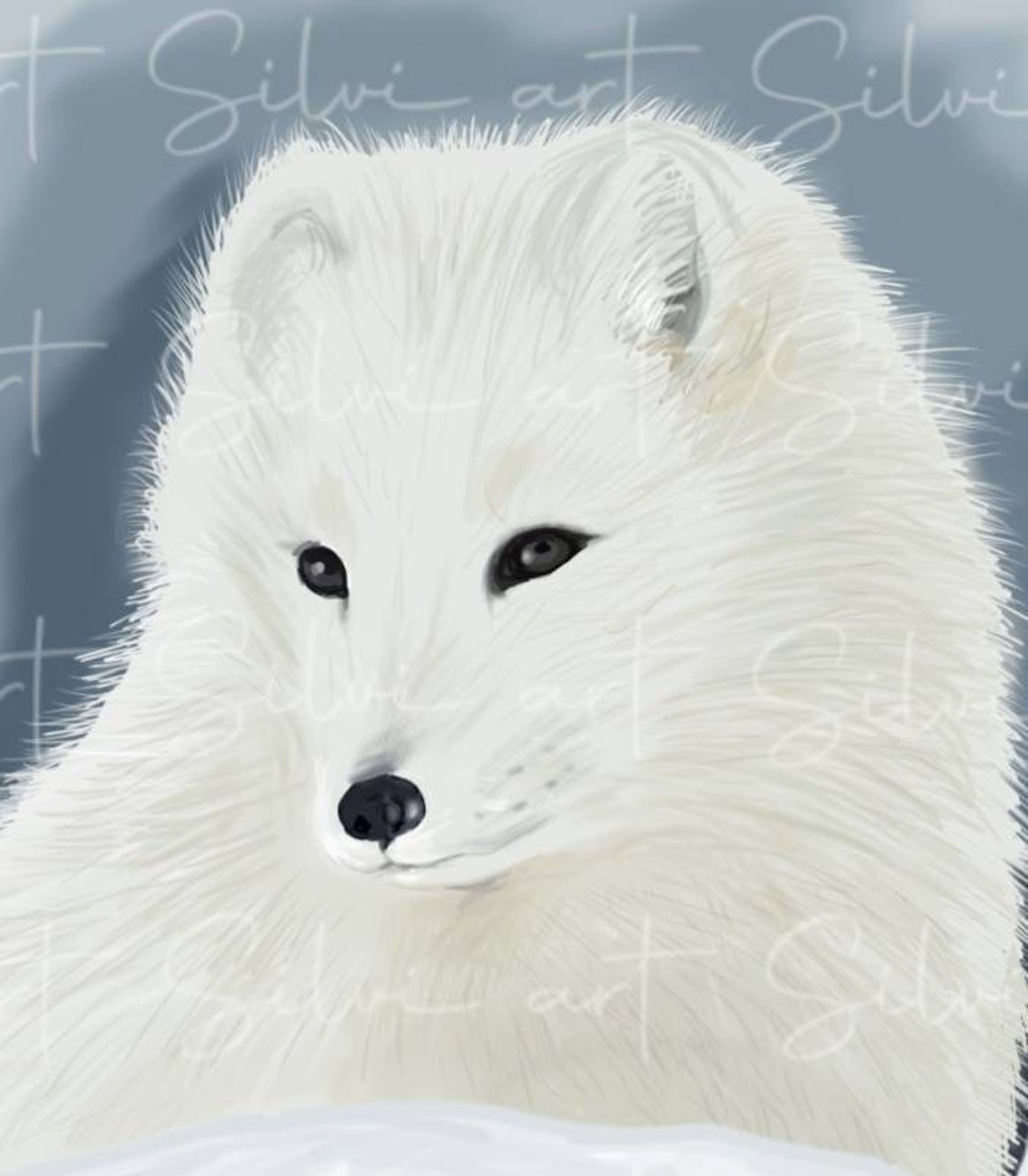 Digital Drawing of Polar Fox/ Digital Art/ Wall Decor - Etsy
