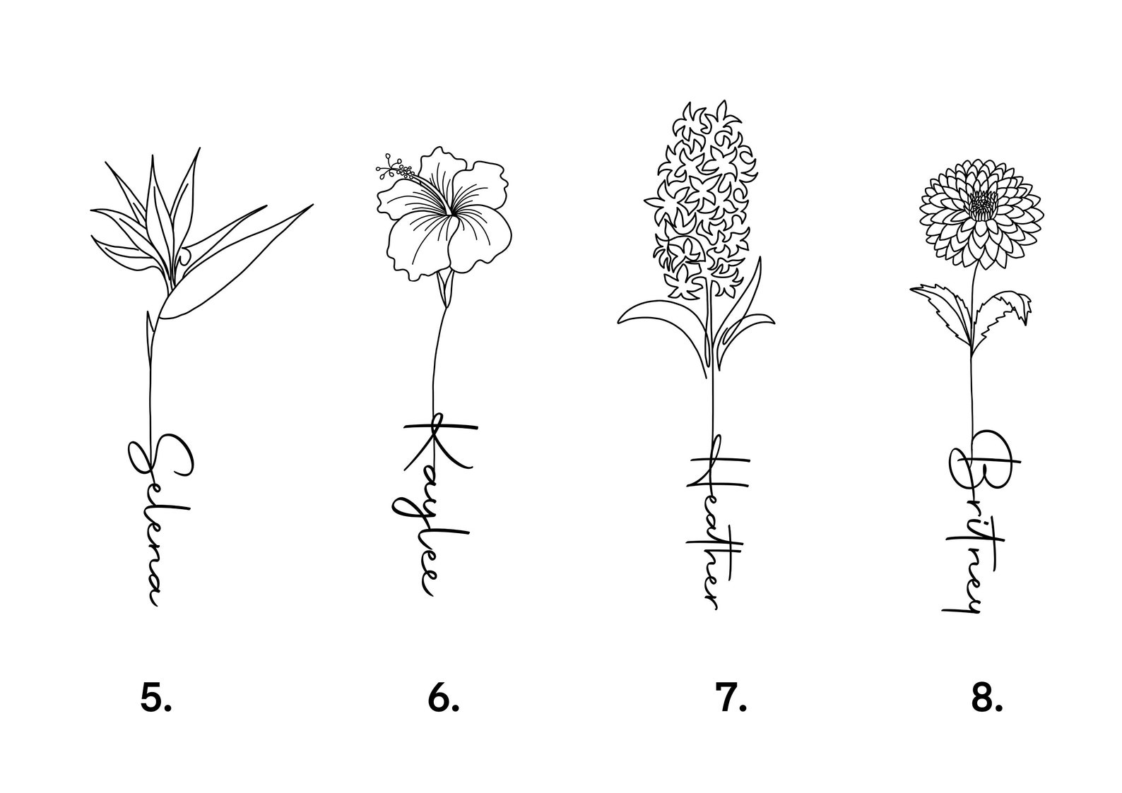 Custom Name Flower Part 2 | Birth Flower Gift | Tattoo Comission SVG ...