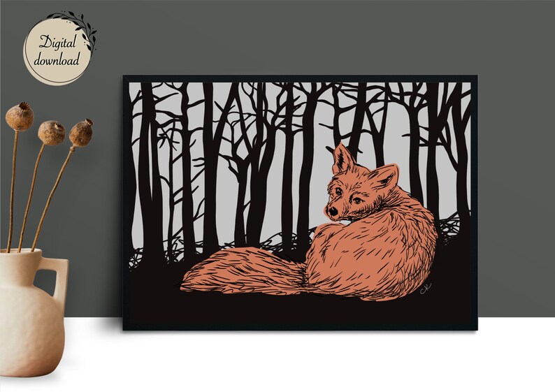 Fox Forest Digital Artwork | Modenrn Home Wall Artwork Decor | Digital ...
