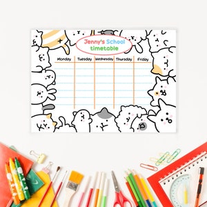 Custom Cats School Timetable Back to School Template cat Lovers First ...