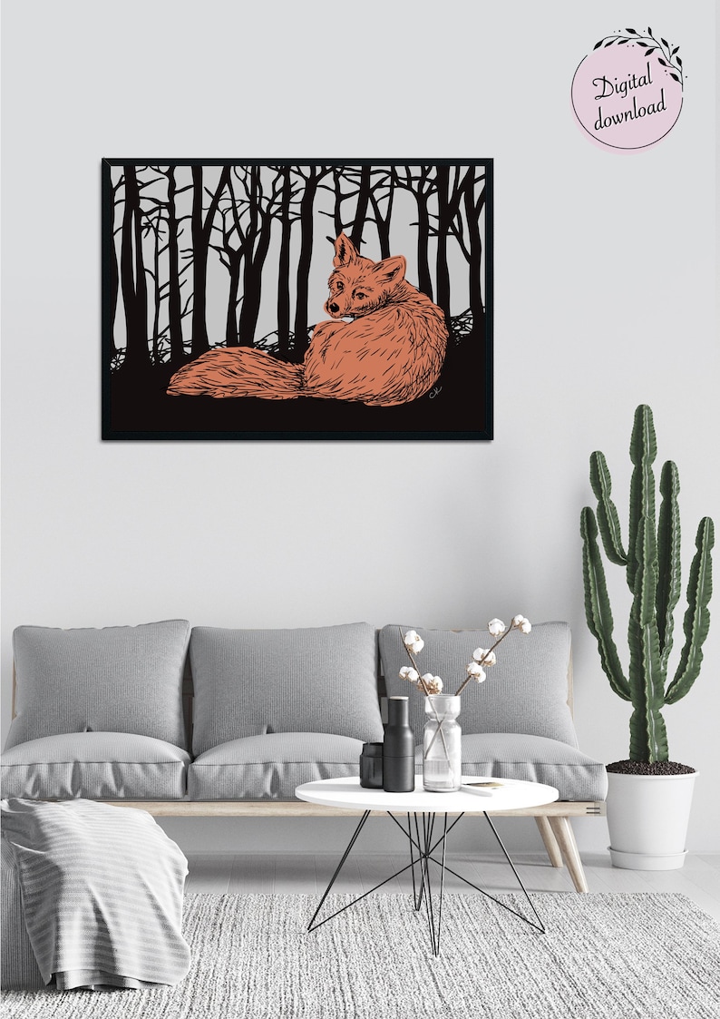Fox Forest Digital Artwork | Modenrn Home Wall Artwork Decor | Digital ...