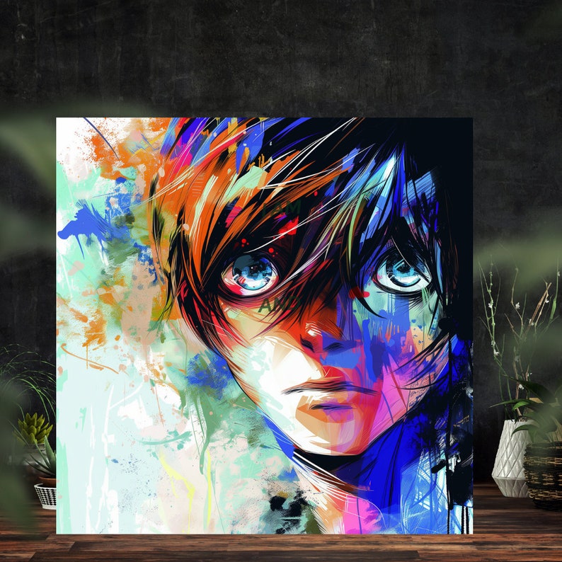 Abstract Anime-inspired Art Print - Vibrant Splash Colorful Digital ...