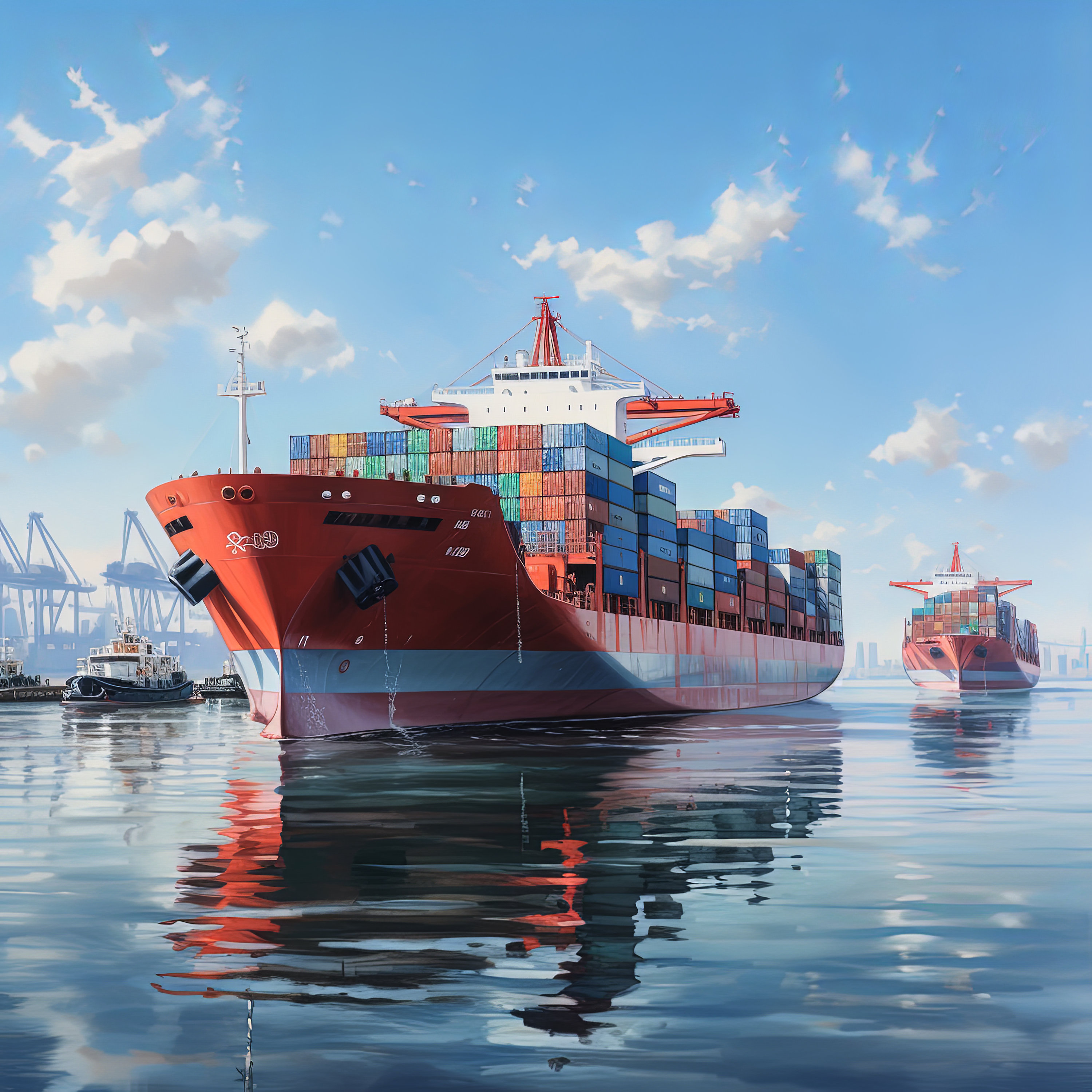 Container Ship in Port, Wall Art, Digital Print, Cargo Ship, Shipping ...