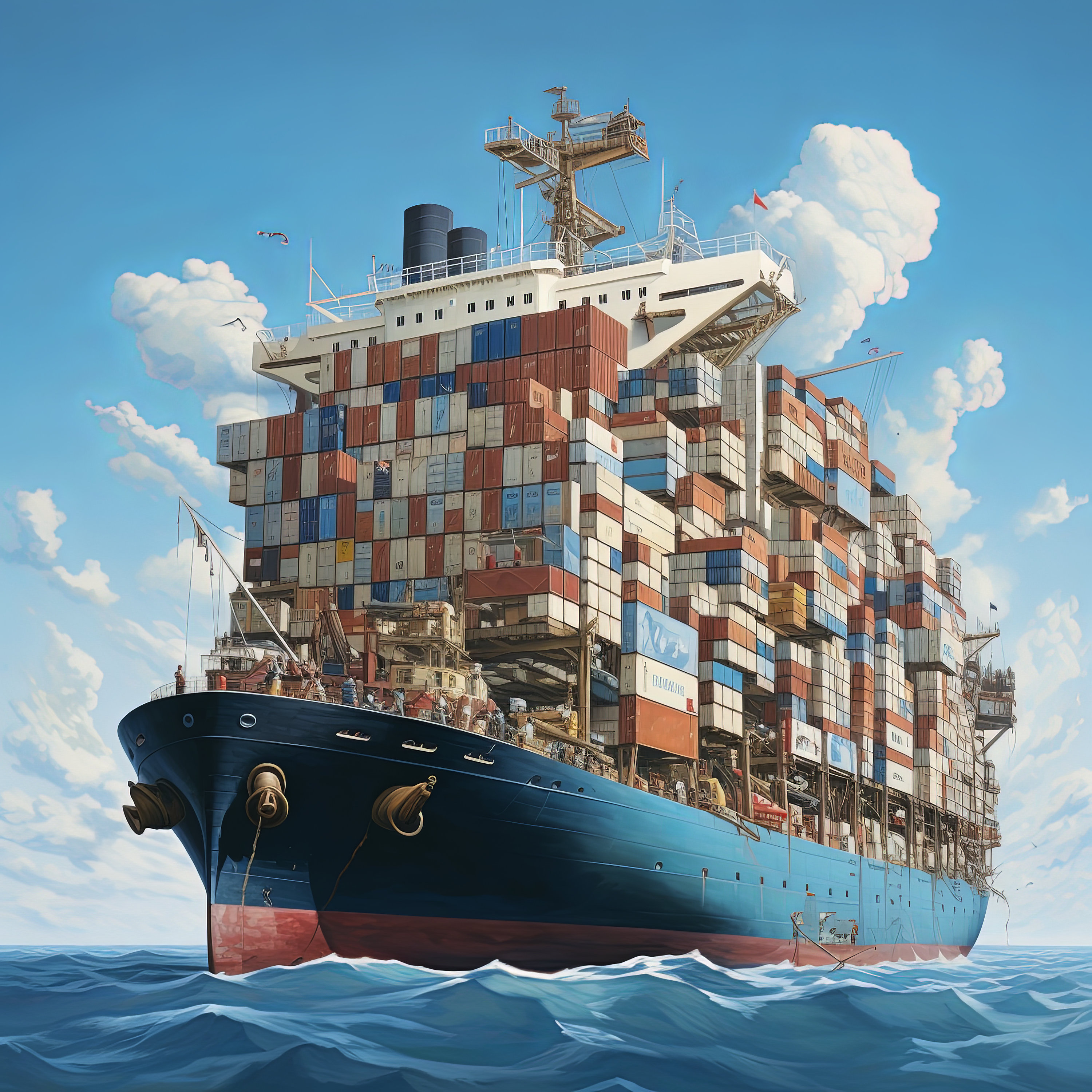Container Ship in Port, Wall Art, Digital Print, Cargo Ship, Shipping ...