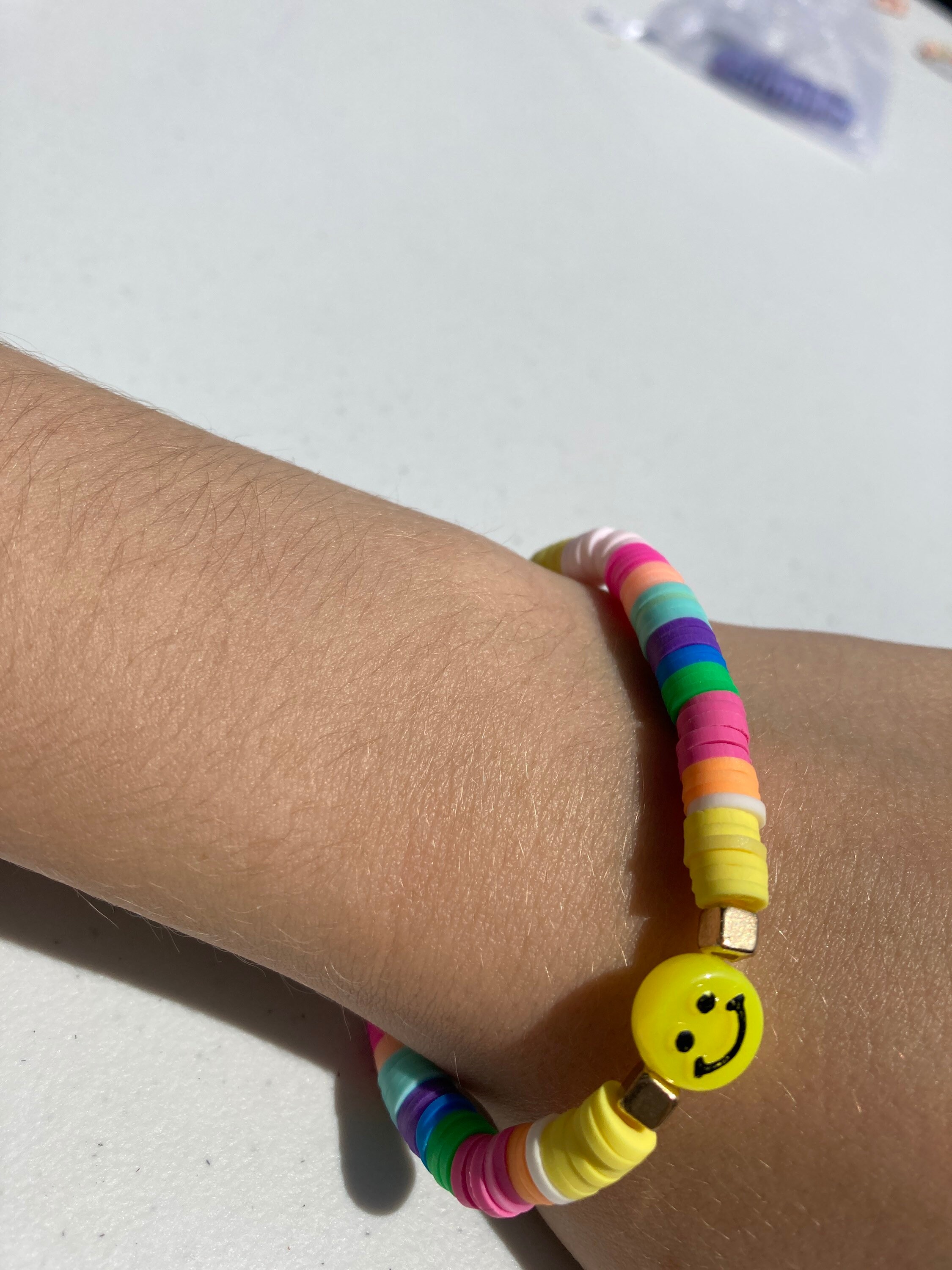 Random Color Smiley Face Braclet - Etsy