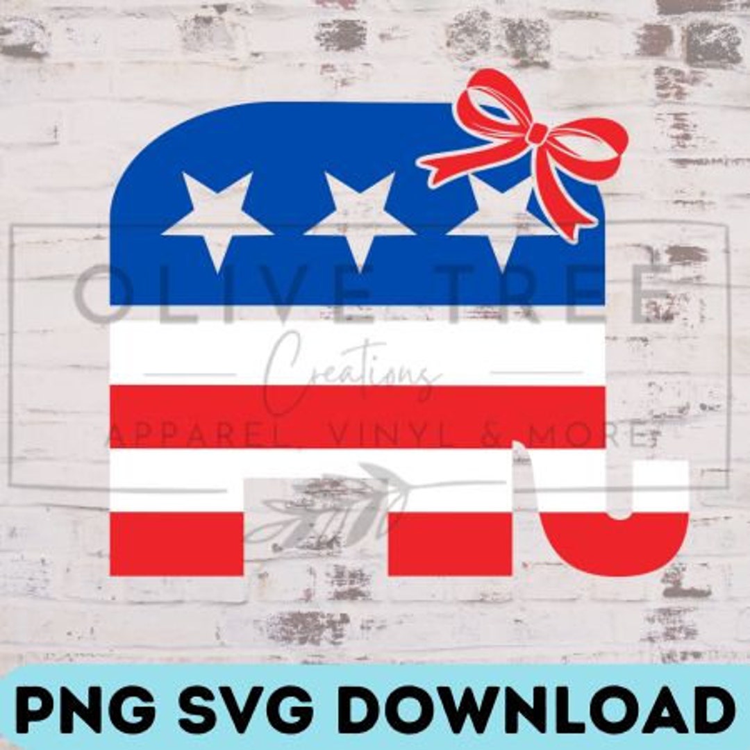 Republican Elephant With a Bow - Digital Download, Sublimation, HTV ...