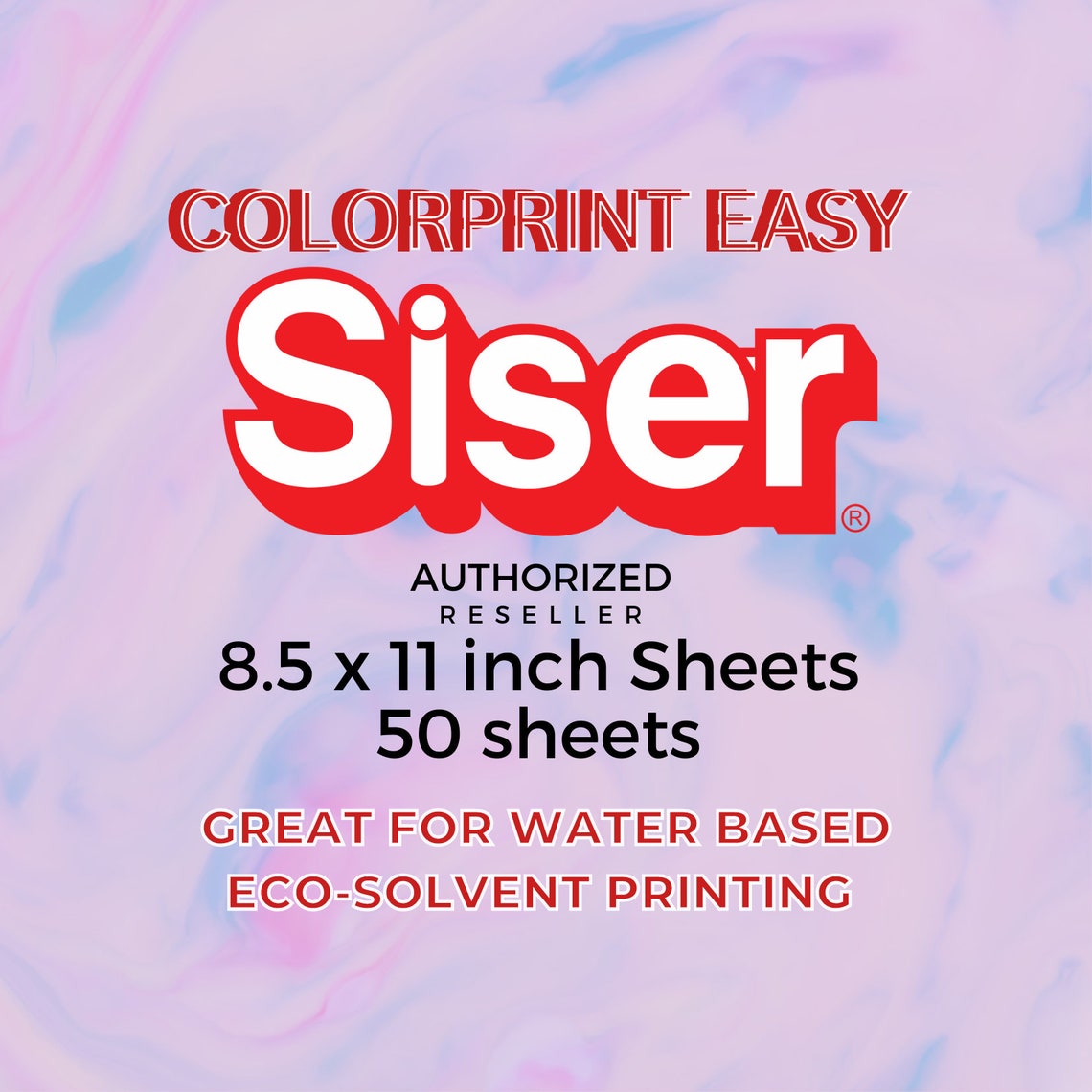 Siser Colorprint Easy 8.5 X 11 Pack of 50 Printable Vinyl Sheets, T ...