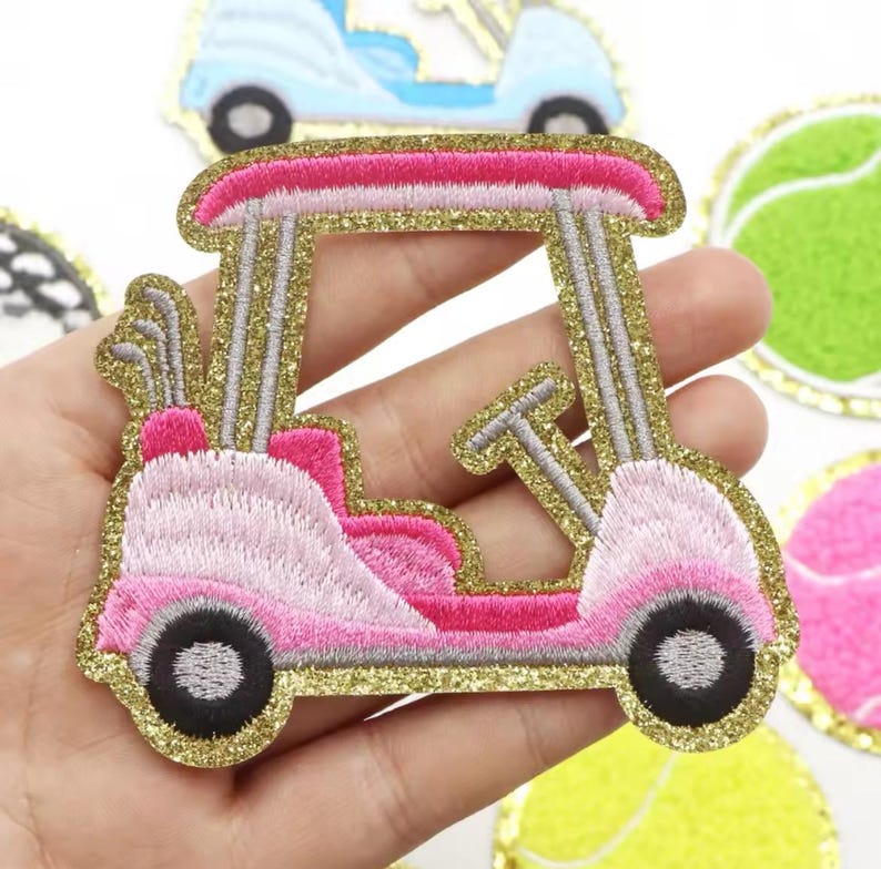 Pink Golf Cart Iron on Patch - Etsy