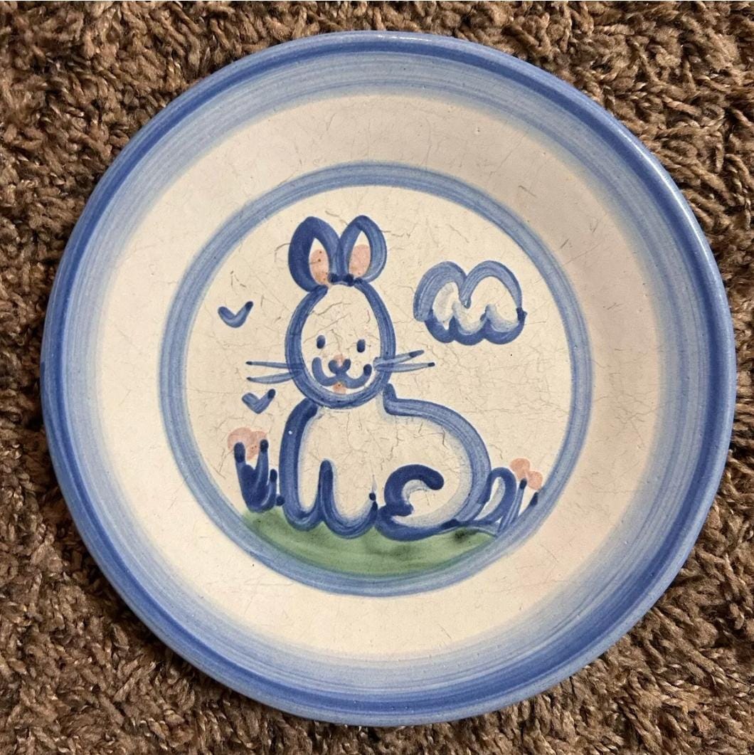 M A Hadley Pottery Blue Country Scene Farm Dessert Plates 7 Set of 4 - Etsy