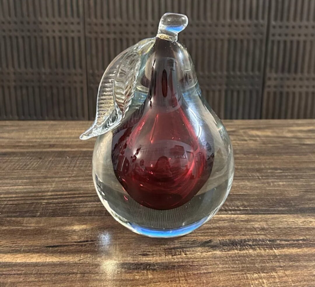 Vintage Alfredo Barbini Murano Art Glass Pear Paperweight - Etsy