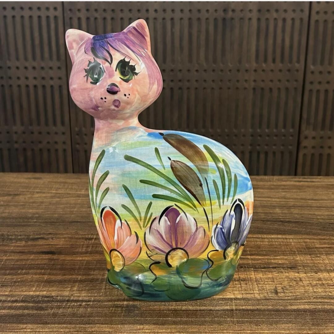 Turov Art Ceramics Handpainted Cat Figurine Signed Sticker Label - Etsy