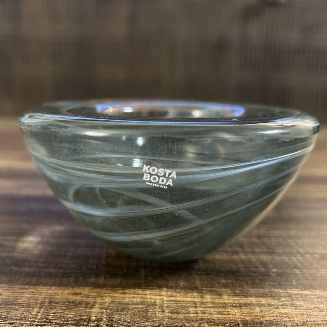 Swedish Kosta Boda Swirl Art Glass Atoll Large Votive Bowl Artist Anna Ehrner - Etsy