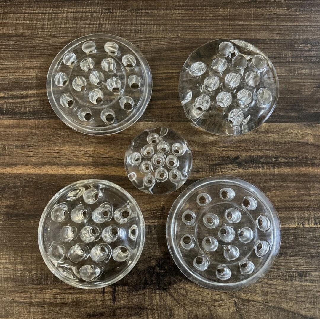 Vintage Clear Glass Flower Frog 16 Holes 13 Holes 11 Holes Set of 5 - Etsy