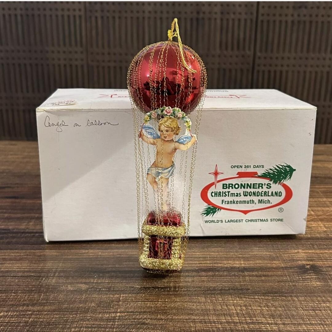Vintage Bronner’s Christmas Wonderland Angel on Balloon Glass Ornament ...