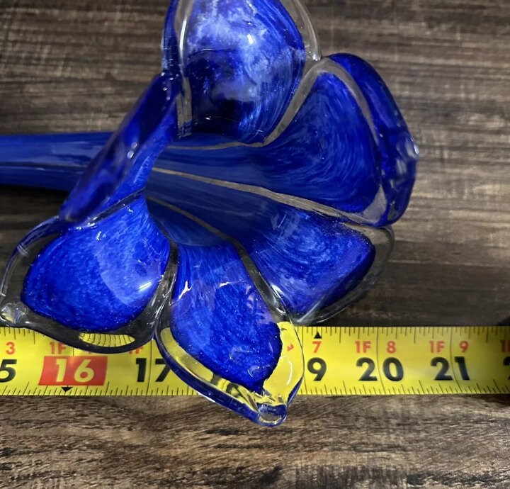 Art Glass Long Stem Flower Murano Glassware Crystal Clear 20 - Etsy