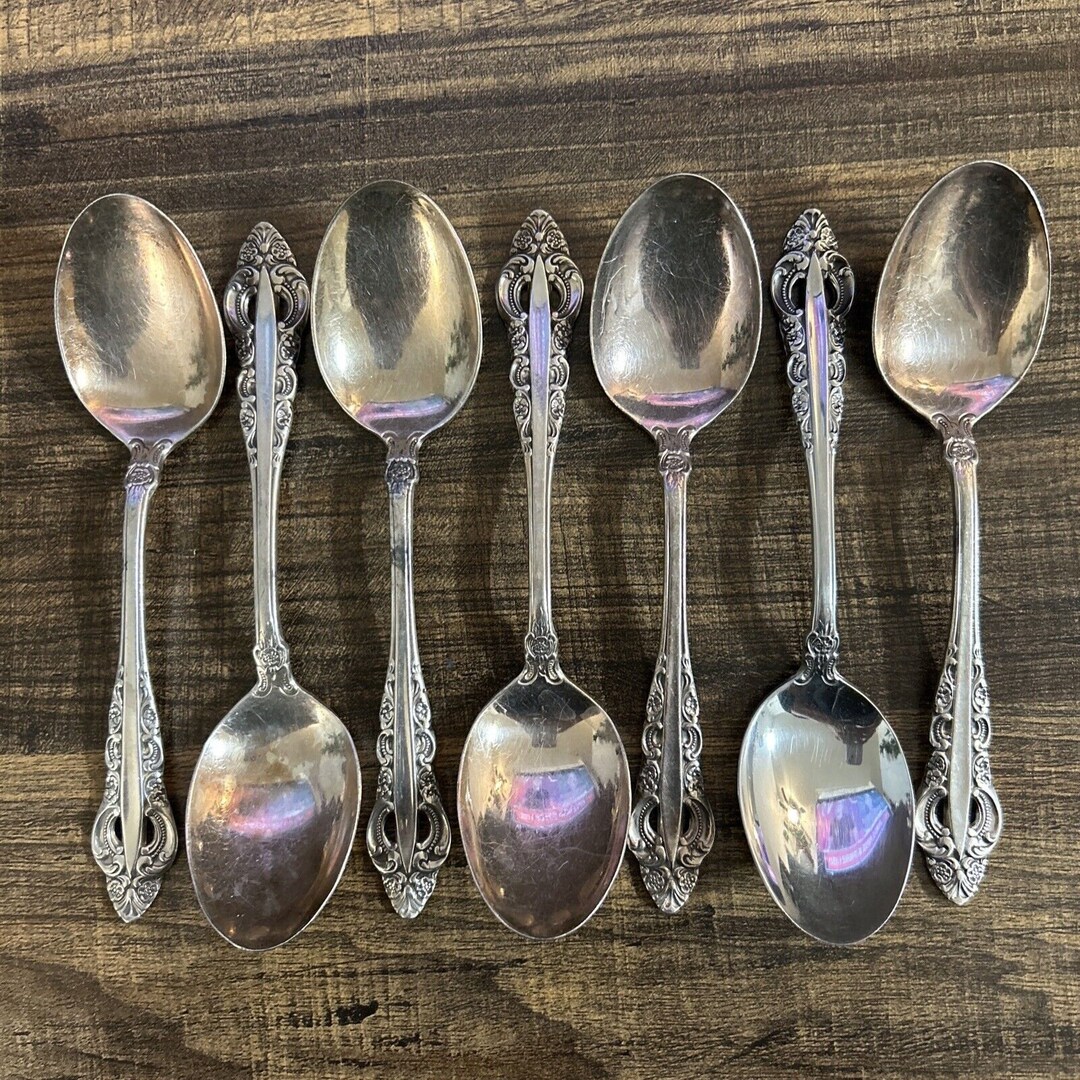 Reed & Barton Royal Majesty Stainless Glossy Silverware Spoon Set of 7 ...