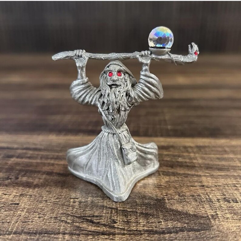 Vintage Spoontiques Pewter Wizard Figure Metal Statue Red Eyes Sneak ...