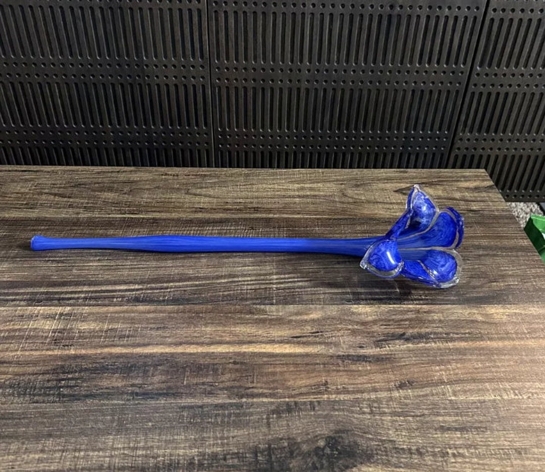 Art Glass Long Stem Flower Murano Glassware Crystal Clear 20 - Etsy