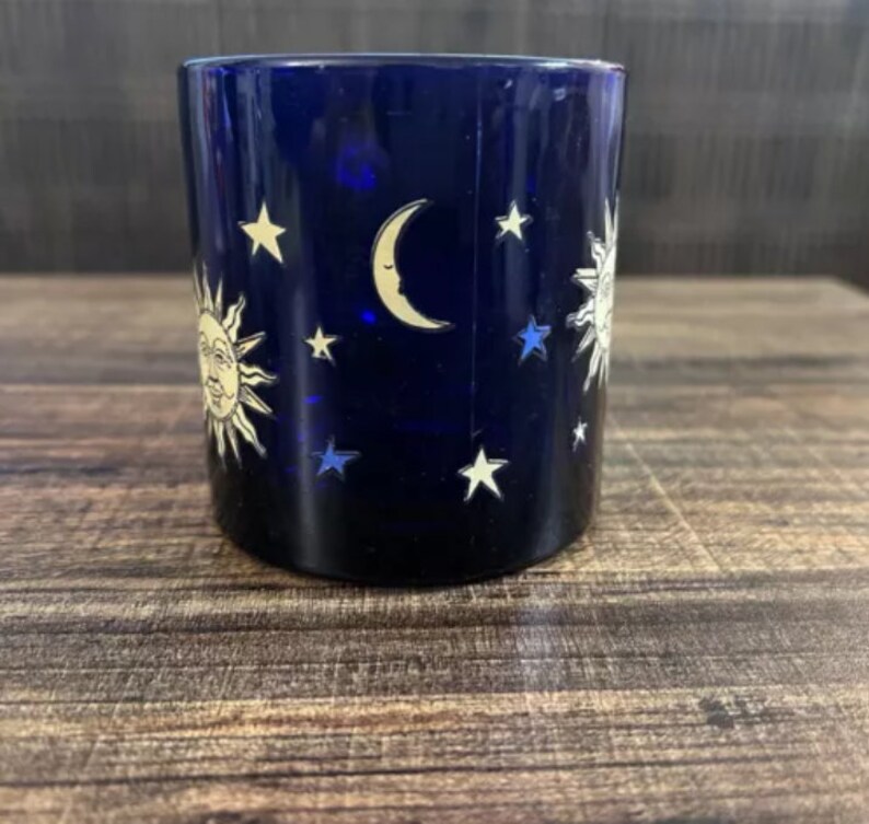 Vintage Libbey Cobalt Blue Celestial Glass Coffee Mug - Etsy