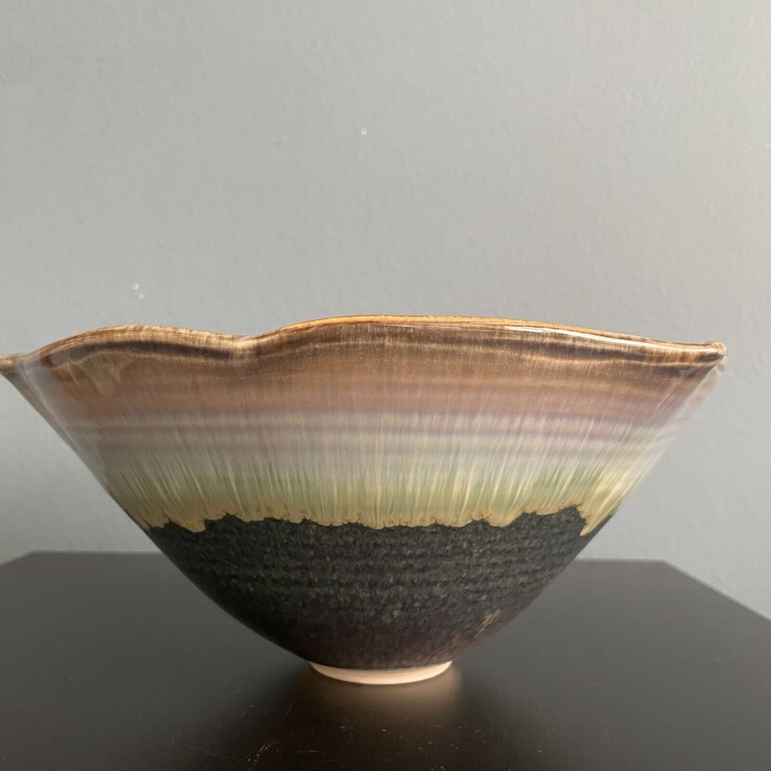 Bill Campbell Pottery Blue Drip Glaze Bowl 10” - Etsy