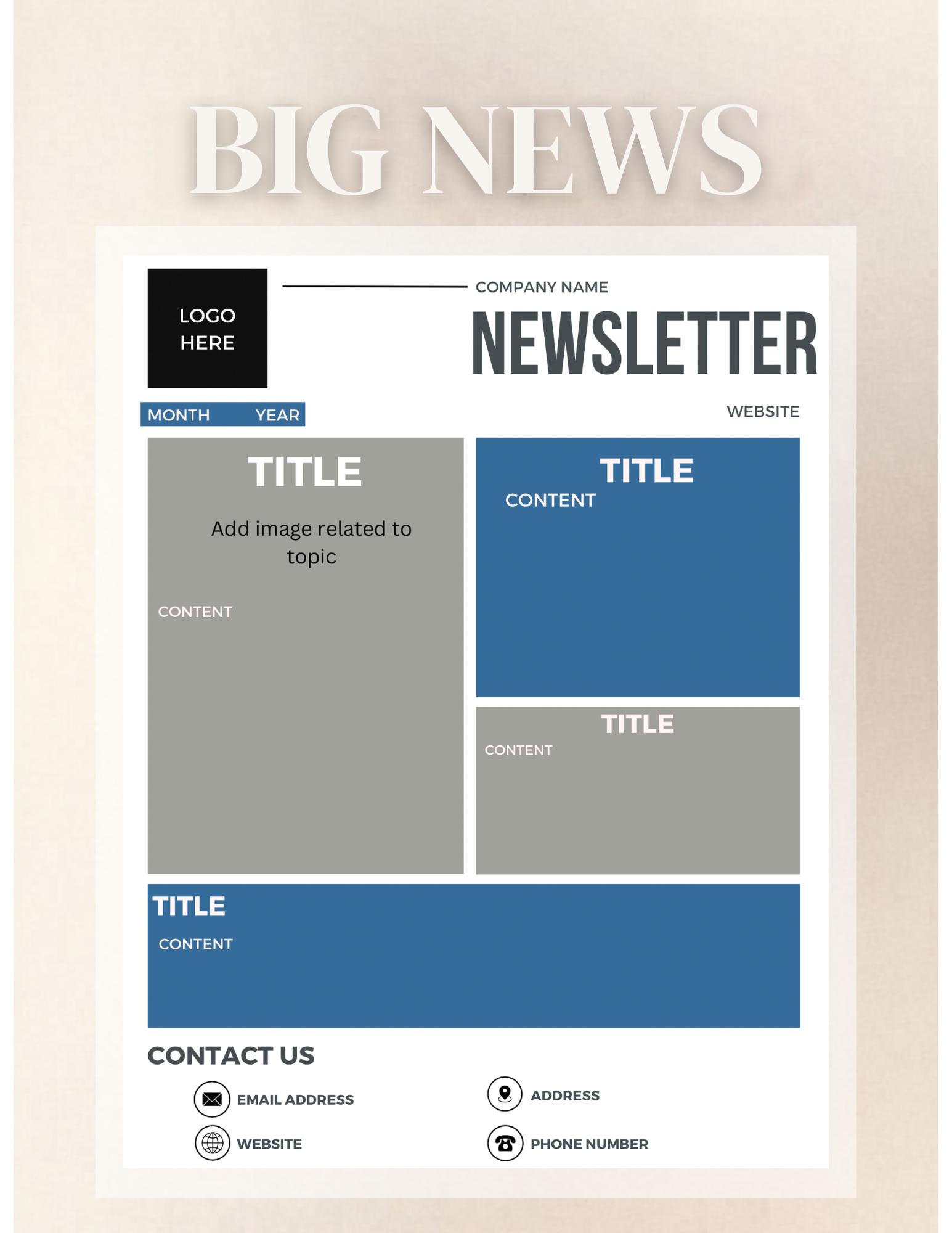 Editable Newsletter Template – Business, School, Blogger – Canva PDF ...