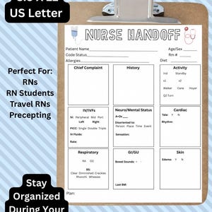 Printable Nurse Handoff Report Sheet | Nursing Shift Change Report ...