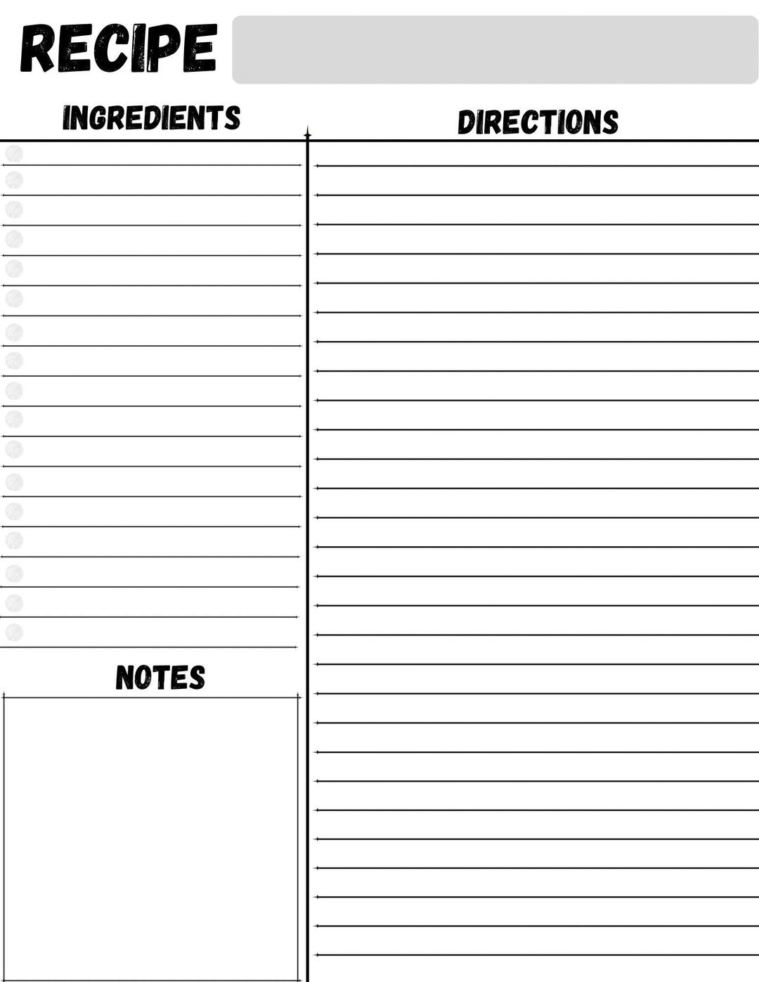 Printable Recipe Card Template | Editable Cooking Journal Page | Modern ...