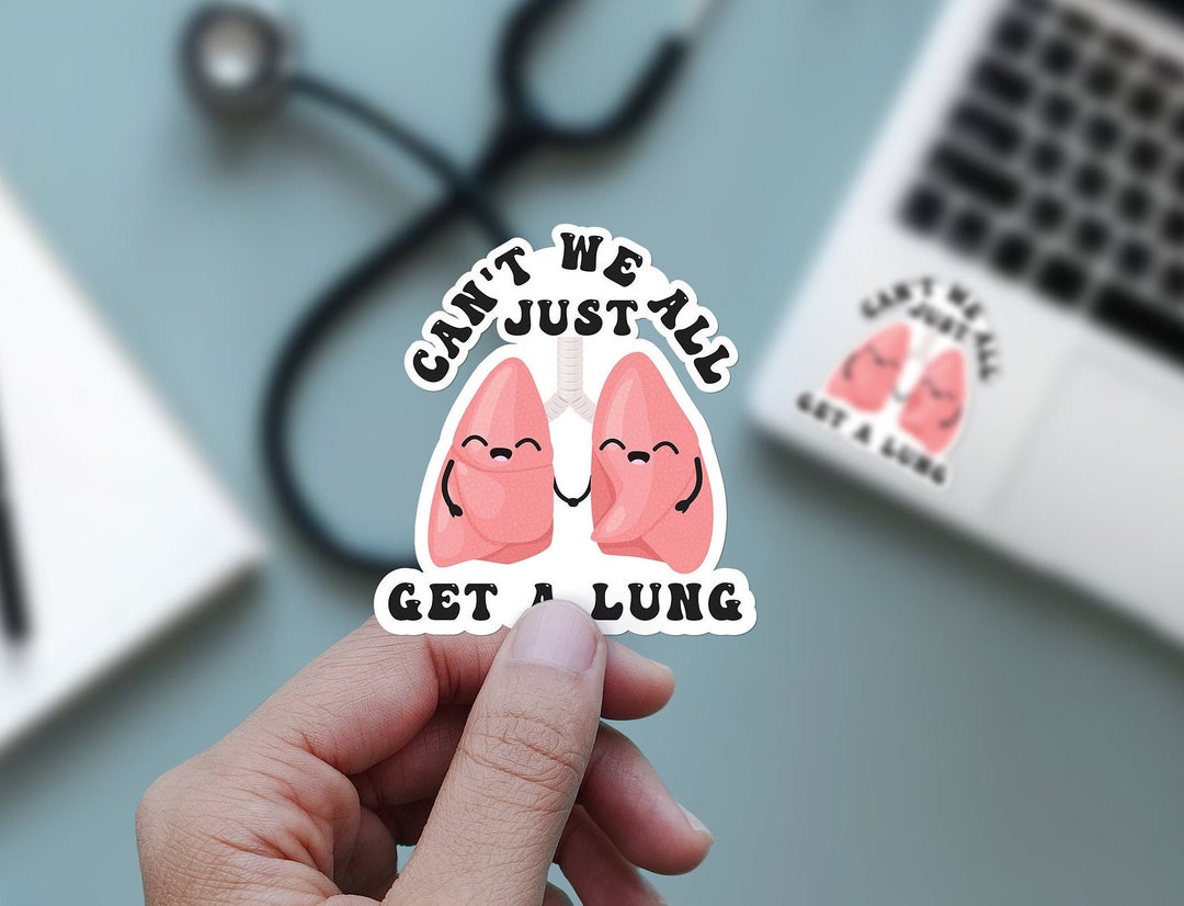 Cute Lung Anatomy Sticker, Funny Lung Anatomical Sticker, Pulmonology ...