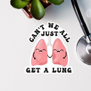 Cute Lung Anatomy Sticker, Funny Lung Anatomical Sticker, Pulmonology ...