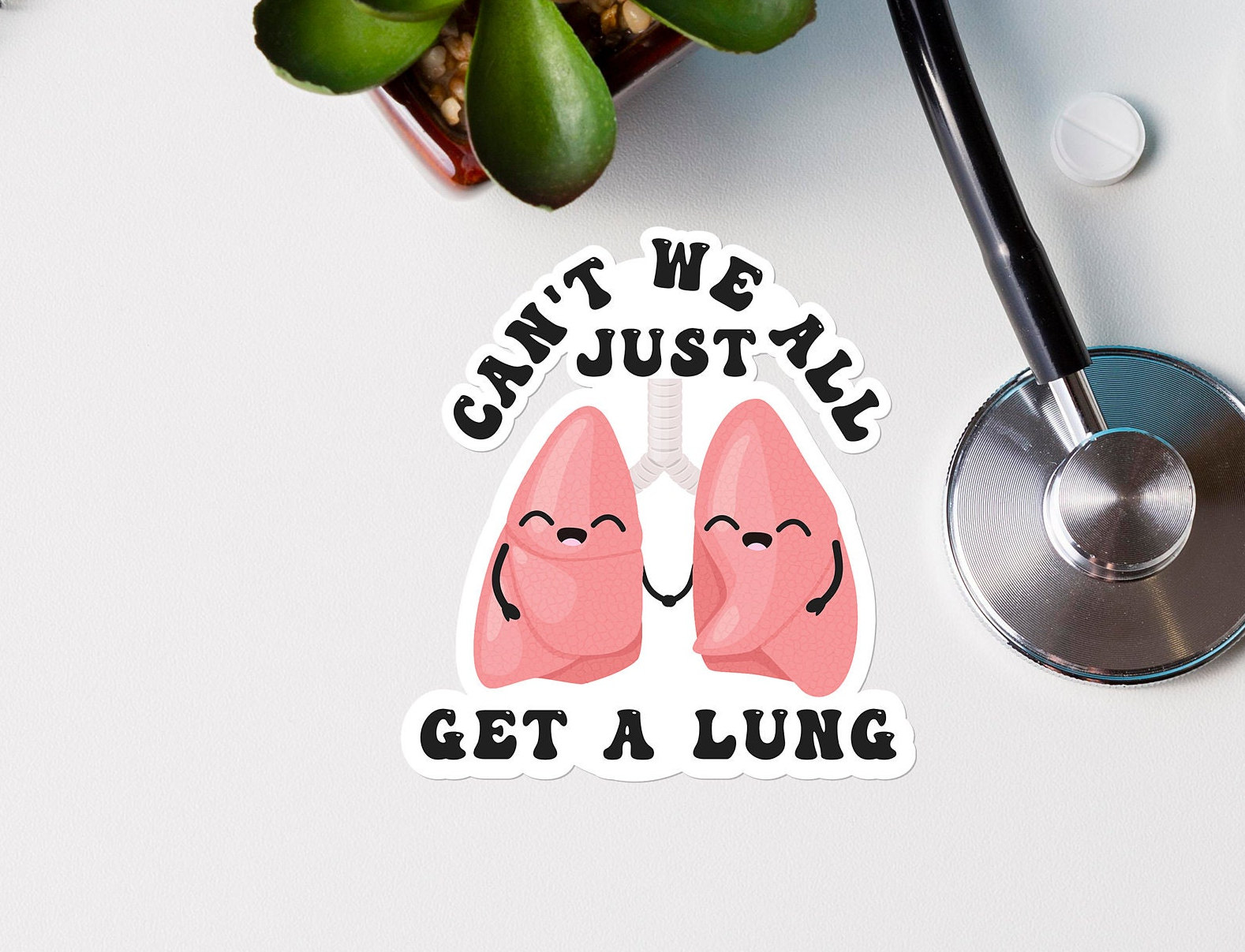 Cute Lung Anatomy Sticker, Funny Lung Anatomical Sticker, Pulmonology ...