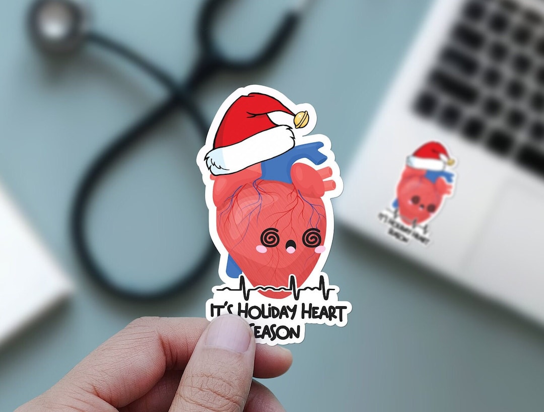 Cute Holiday Heart Anatomy Christmas Sticker, Emergency Nurse Sticker ...