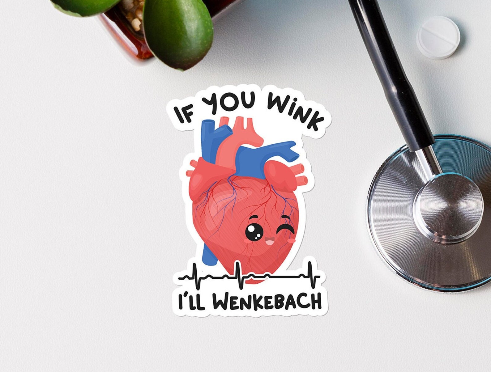 Cute Heart Anatomy Sticker, Funny Anatomical Heart Sticker, Cardiology ...
