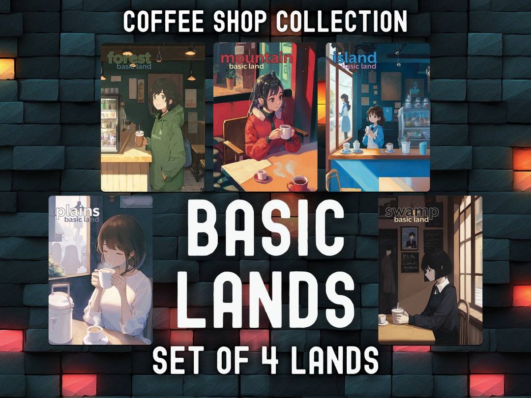 Basic Land Cards Coffee Shop Collection Japanese / Anime - Etsy Singapore